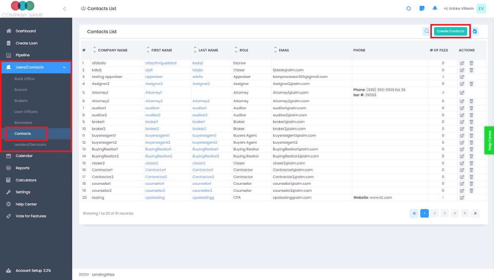 Contacts manager tool